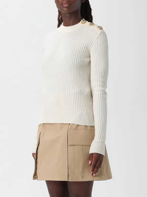 Balmain Ribbed Sweater With Button Detail