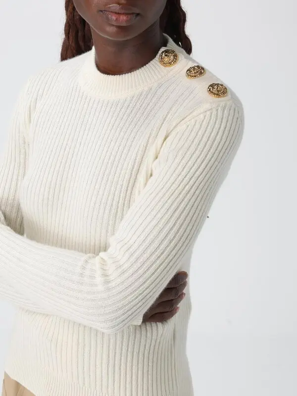 Balmain Ribbed Sweater With Button Detail