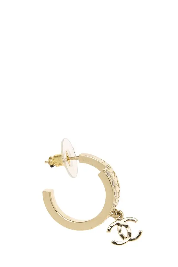 Chanel Crystal 'cc' Hoop Earrings - Gold