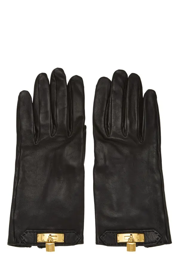 Hermès Lambskin Leather Gloves - Black