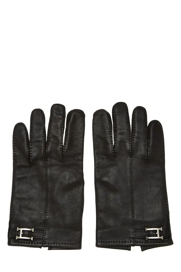 Hermès Lambskin Leather Gloves - Black