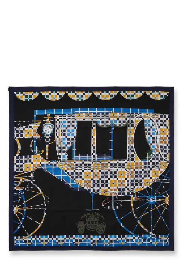 Hermès Multicolor 'balade Ecossaise' Silk Scarf 90 - Black