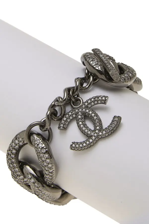 Gucci Gunmetal Crystal Chain Bracelet - Grey