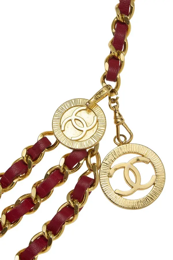 Chanel Gold-Tone Chain Belt - Red | Editorialist display picture 3