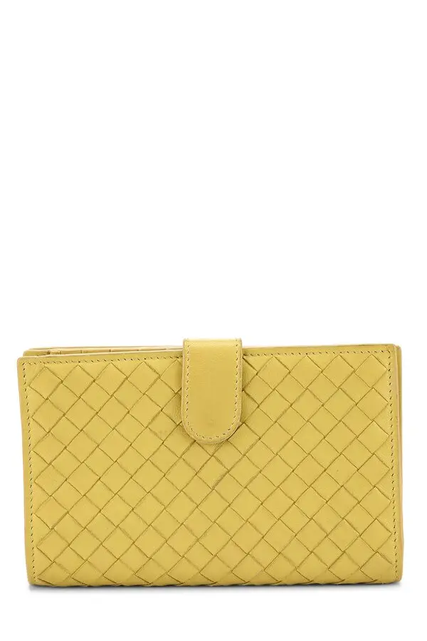 Bottega Veneta Intrecciato Compact Zip Around Wallet - Yellow