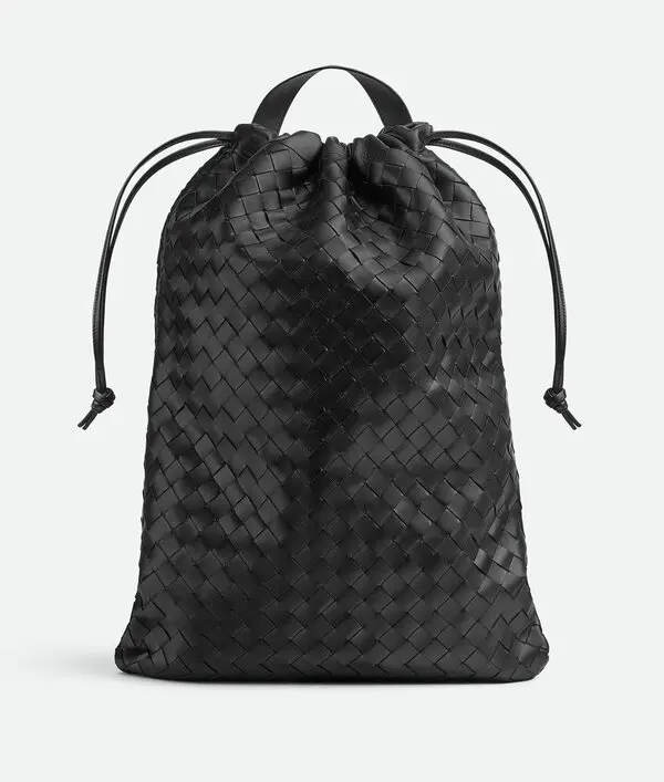 Bottega Veneta Intrecciato Leather Trail Backpack - Black