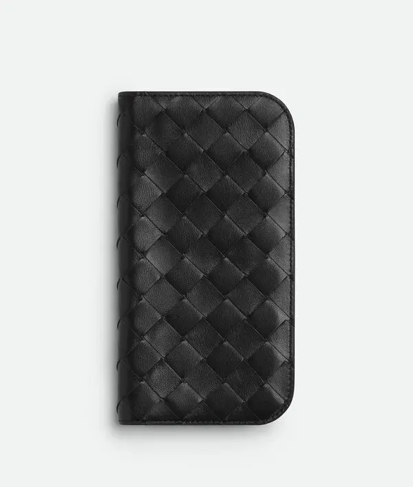 BOTTEGA  VENETA Intrecciato Iphone 16 Pro Max Folio Case - Black