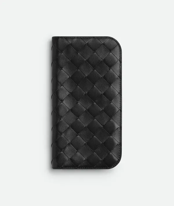 Bottega Veneta Intrecciato Iphone 16 Pro Max Folio Case - Black