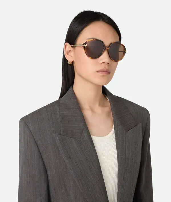 Bottega Veneta Squared Sunglasses - Havana/brown