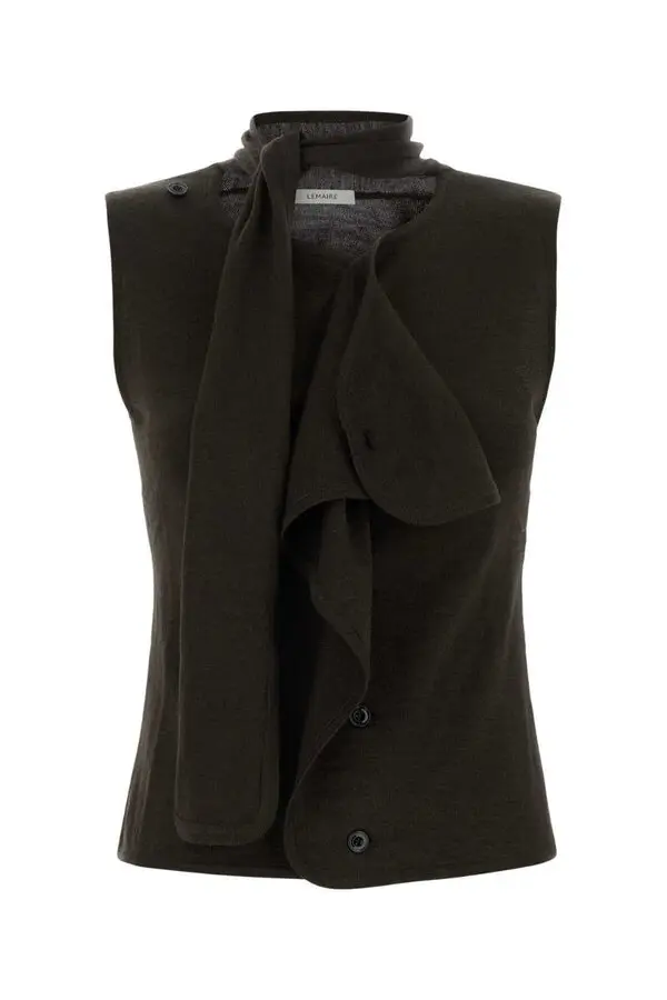 LEMAIRE Asymmetrical Sleeveless Cardigan - Darkcacao