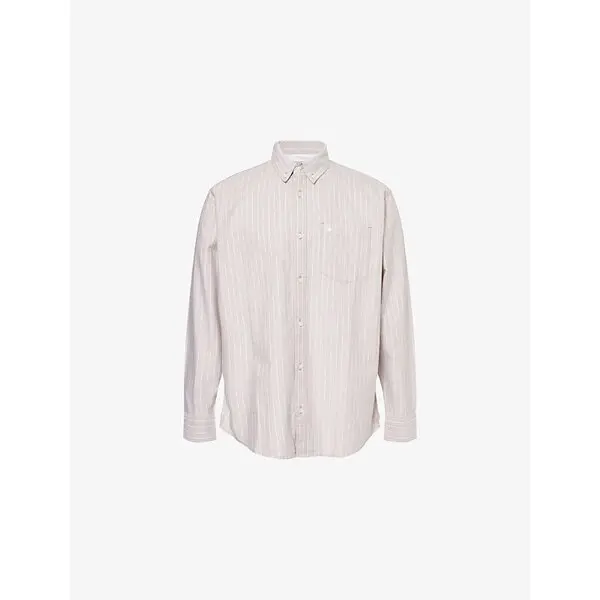 Carhartt Work In Progress Cassel Striped Long-sleeve Cotton Shirt - Cassel Peanut / White