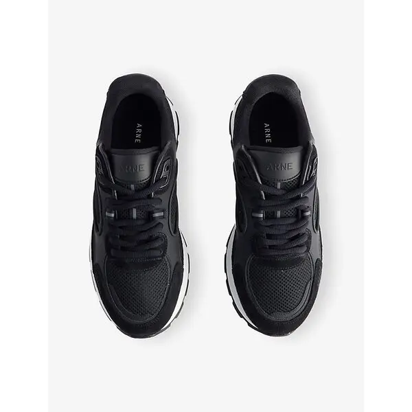 ARNE Circuit Suede, Leather And Mesh Trainers - White/blk