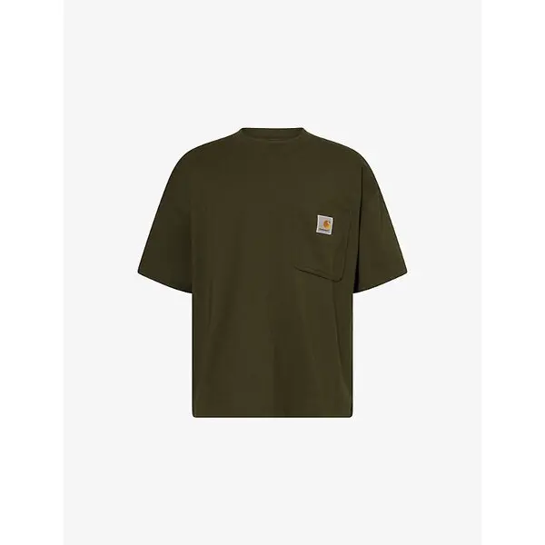 Carhartt Work In Progress Work Pocket Logo-embroidered Cotton-jersey T-shirt - Olive
