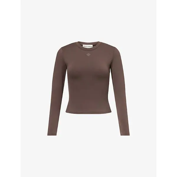 THE COUTURE CLUB Sculpting Tech-jersey Long-sleeve Top - Chocolate