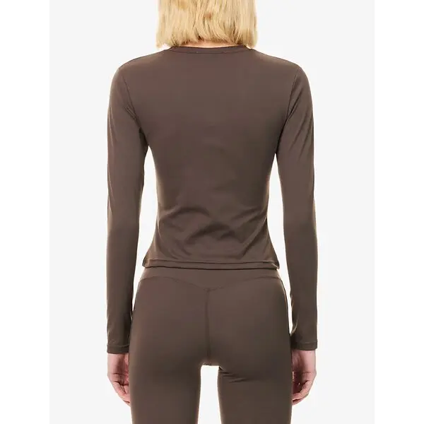 THE COUTURE CLUB Sculpting Tech-jersey Long-sleeve Top - Chocolate