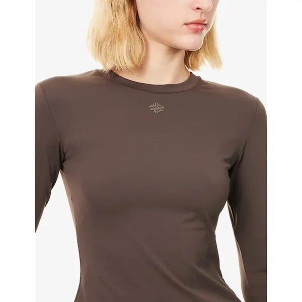 THE COUTURE CLUB Sculpting Tech-jersey Long-sleeve Top - Chocolate
