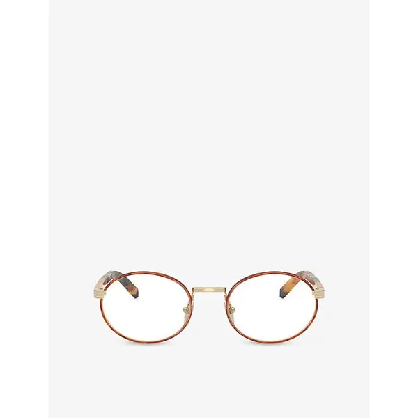 Prada B55v Oval-frame Metal Optical Glasses - Brown