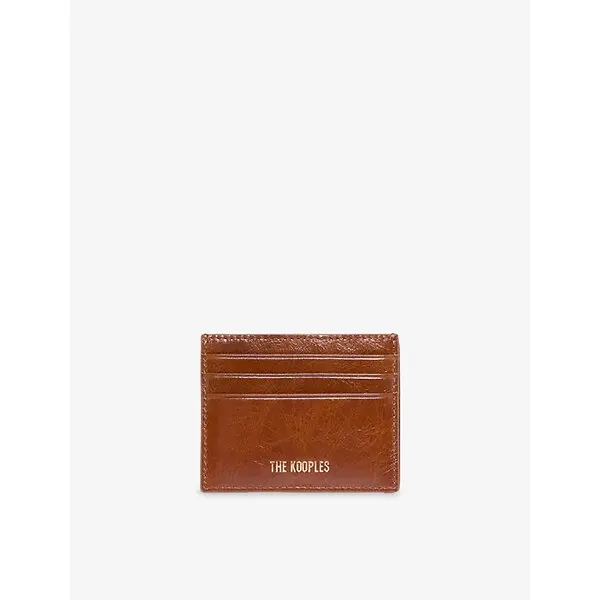 The Kooples Amelia Logo-embossed Leather Card Holder - Brown