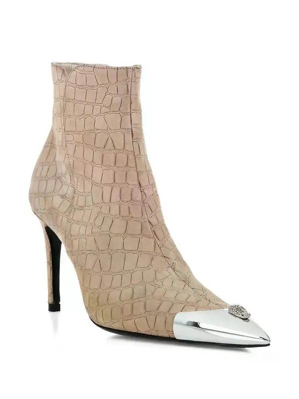 Philipp Plein 120mm Crocodile-embossed Metallic-toe Boots