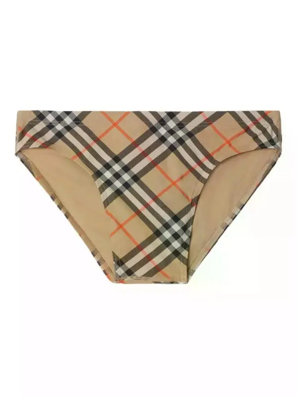 Burberry Check-print Swimming Trunks - Neutrals