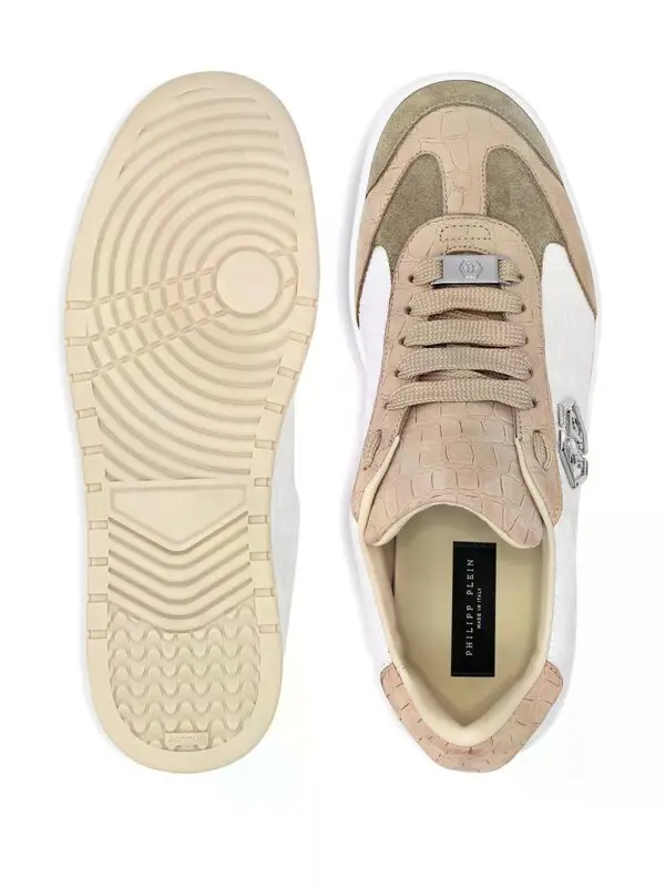 Philipp Plein Mixed Monogram Crocodile-effect Sneakers