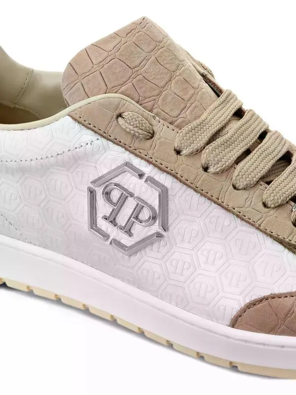Philipp Plein Mixed Monogram Crocodile-effect Sneakers
