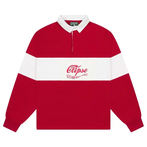 Denim Tears ラガーシャツ Denim Tears X Clipse Rugby Shirt - Red | Editorialist