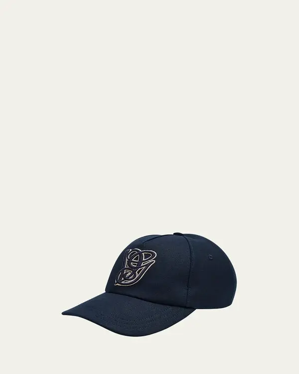Valentino Garavani Vg Signature Cotton Baseball Cap - Navy/beige