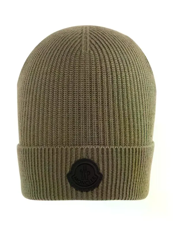 Moncler Logo-patch Beanie - Green