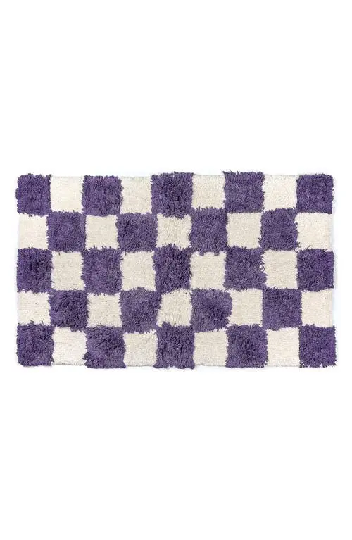 MACKENZIE-CHILDS Checkerboard Plum Bath Rug - Purple