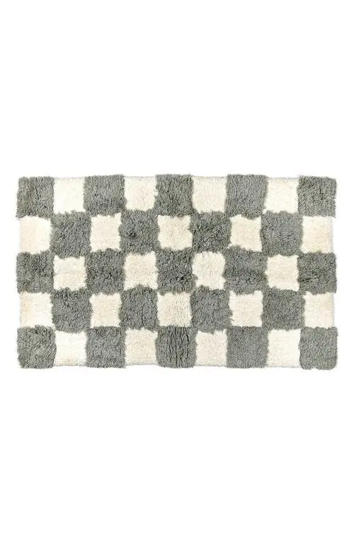 MACKENZIE-CHILDS Checkerboard Bath Rug - Grey