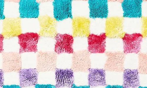 MACKENZIE-CHILDS Rainbow Micro Check Cotton Blend Bath Rug