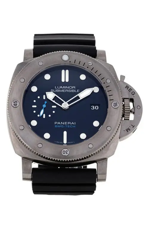 WATCHFINDER & CO. Luminor Submersible 1950 Automatic Rubber Strap Watch - Blue