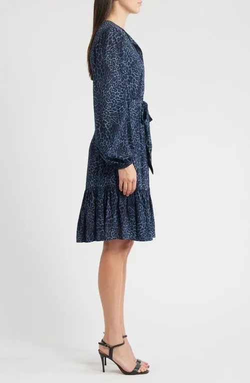 Kobi Halperin Printed Ruffle Hem Long Sleeve Dress