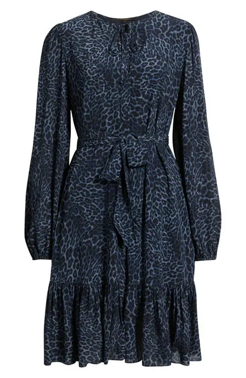 Kobi Halperin Printed Ruffle Hem Long Sleeve Dress