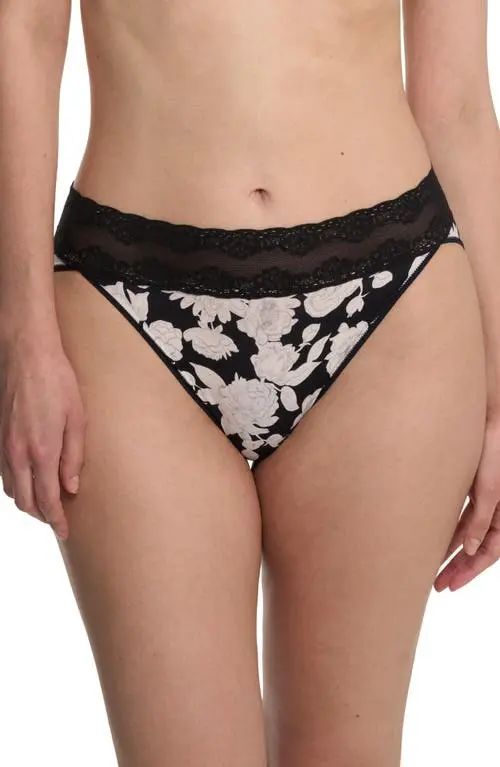 Natori Bliss Perfection French Cut Brief - Black Garden Rose Print