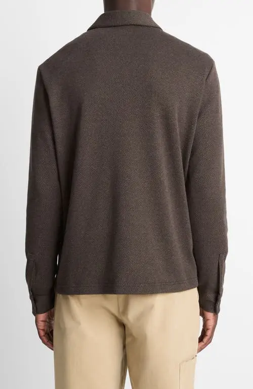 Vince Herringbone Long Sleeve Quarter Zip Polo