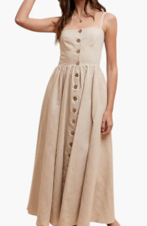 MODENAIRE Button Front Midi Dress With Pockets