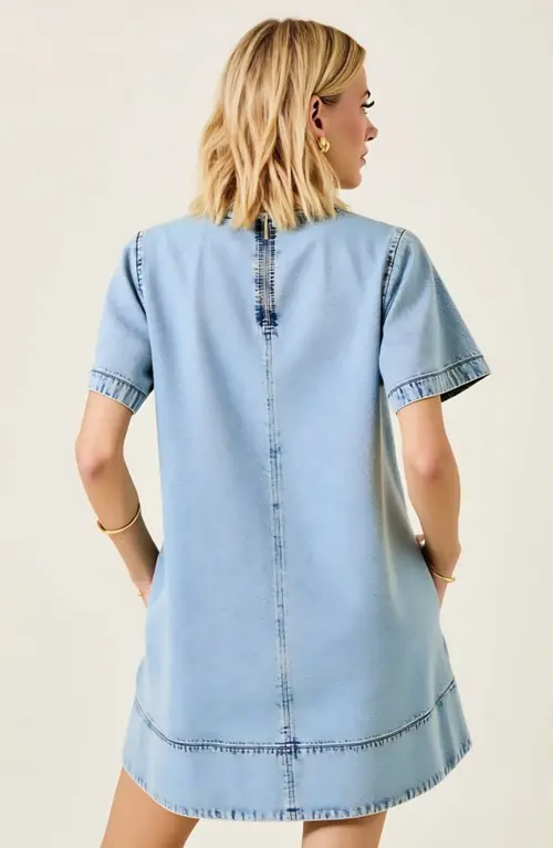 MODENAIRE Denim Mini Dress With Pockets