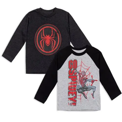 MARVEL 2-pack Long Sleeve T-shirts - Miles Morales Gray Gray