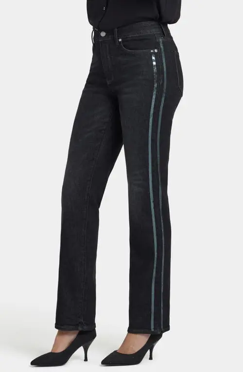 NYDJ Marilyn Sequin Side Stripe High Waist Straight Leg - French Nightfall