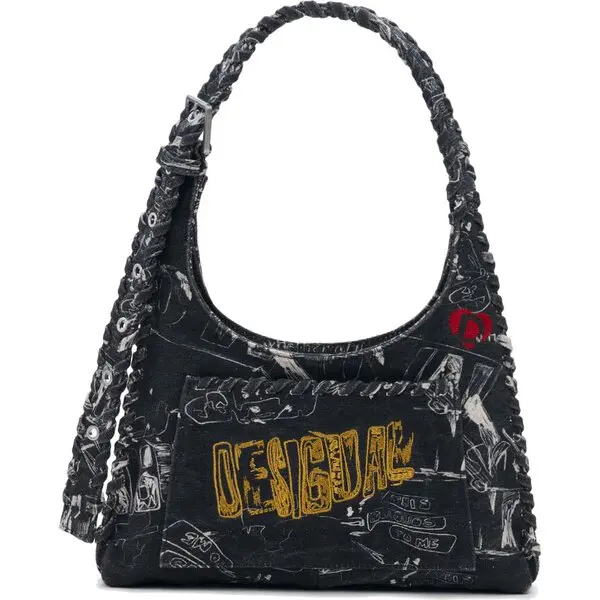 Desigual Embroidered Denim Shoulder Bag