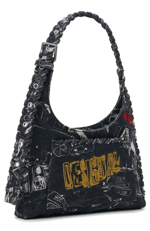 Desigual Embroidered Denim Shoulder Bag