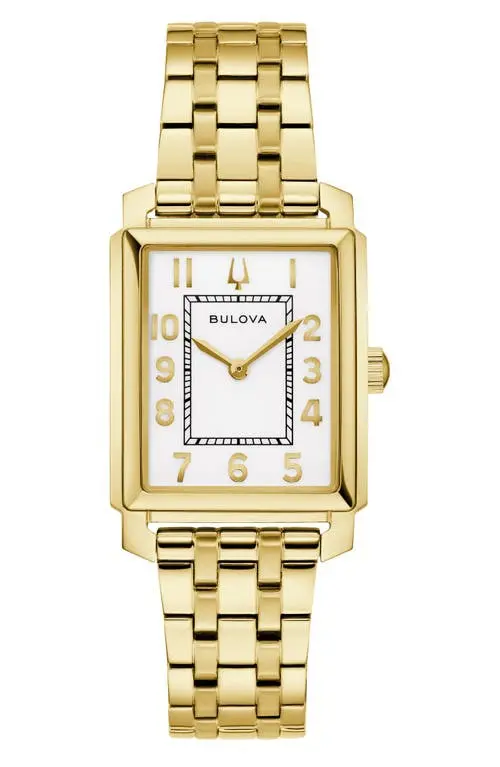 Bulova Sutton Rectangular Bracelet Watch - Goldone