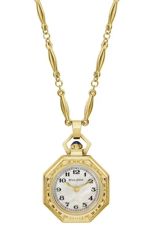 Bulova Rubaiyat Mother-of-pearl Pendant Necklace Watch - Goldone