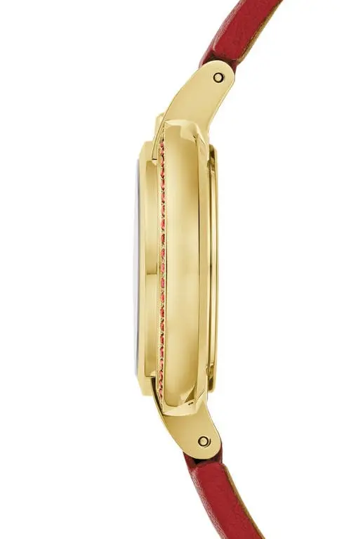 Bulova Rubaiyat Synthetic Fire Opal Leather Strap Watch - Red