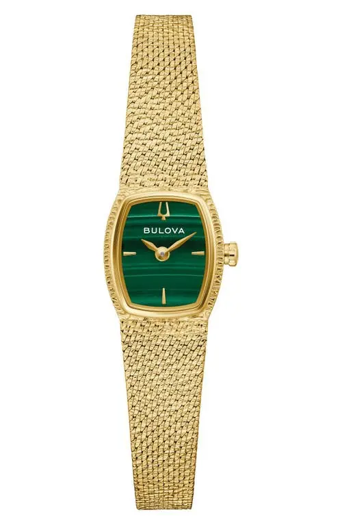 Bulova Goddess Of Time Malachite Tonneau Watch - Goldone