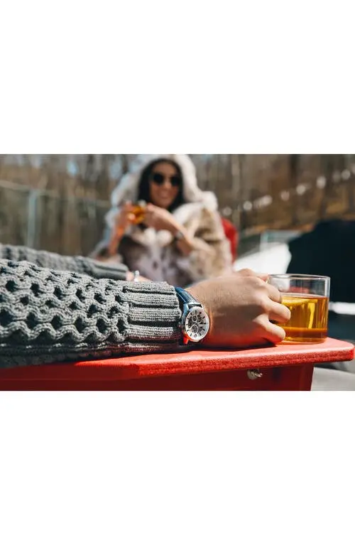 Bulova Sutton Skeleton Automatic Leather Strap Watch