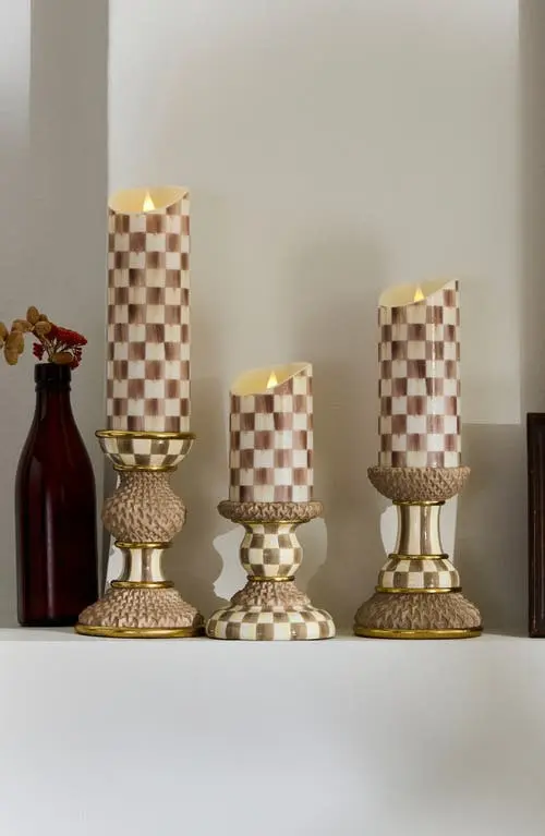 MACKENZIE-CHILDS Pillar Set Of 3 Candle Holders