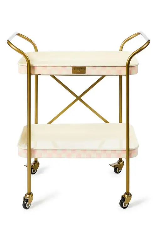 MACKENZIE-CHILDS Check 2-tier Kitchen Cart - Rosy